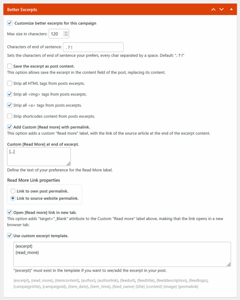 How to set up Better Excerpts in a single campaign? - etruel.com